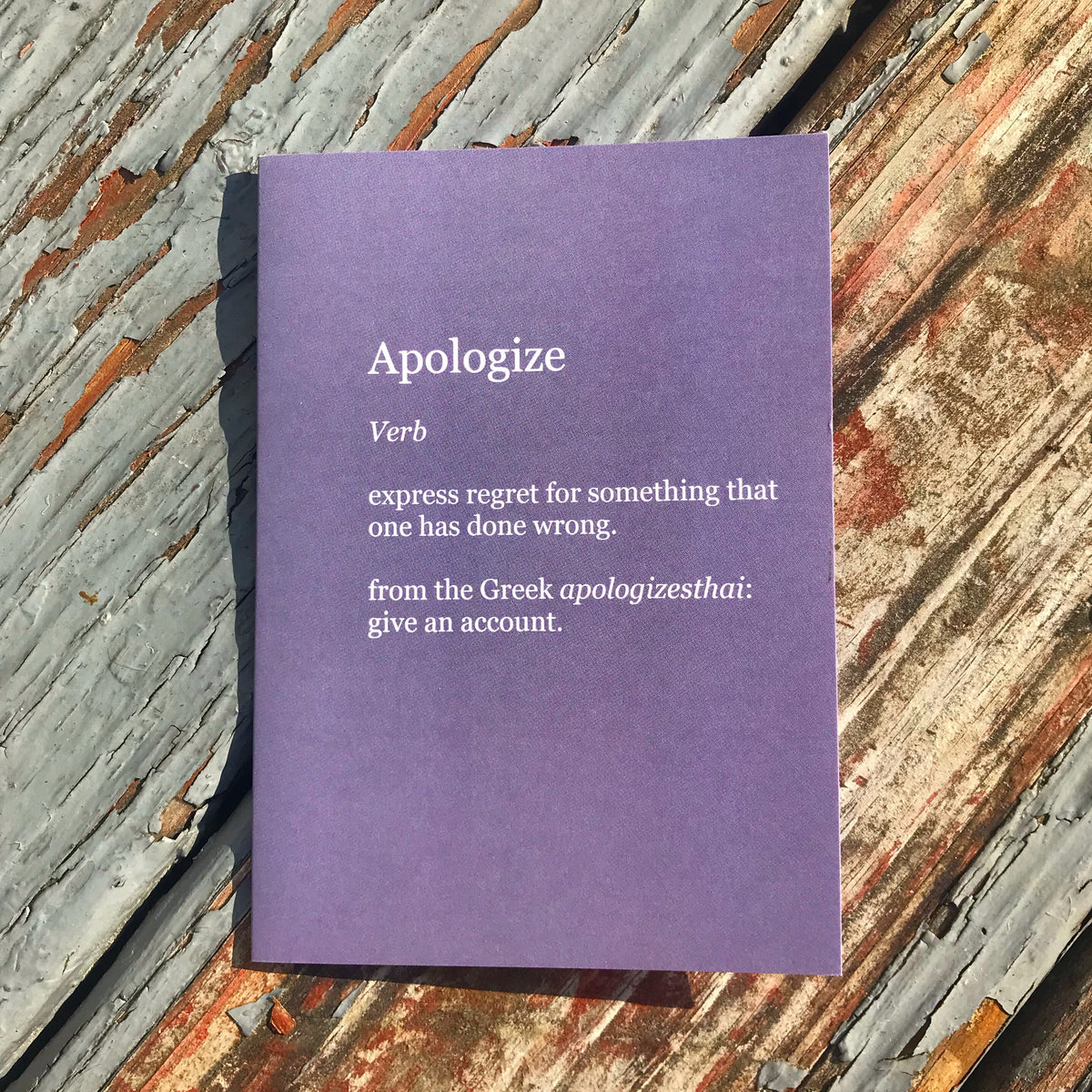 Apologize Dictionary Definition Card – Ree+Dot Cards and Gifts